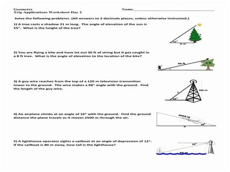 Right Triangle Trigonometry Worksheet Beautiful Trig Word Problems