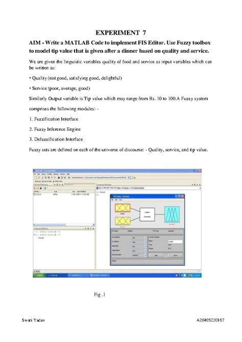 Experiment 7 Experiment 7 Aim Write A Matlab Code To Implement Fis Editor Use Fuzzy Toolbox