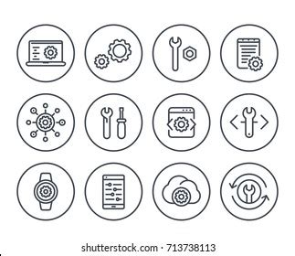 Development Engineering Configuration Line Icons Apps Stock Vector Royalty Free