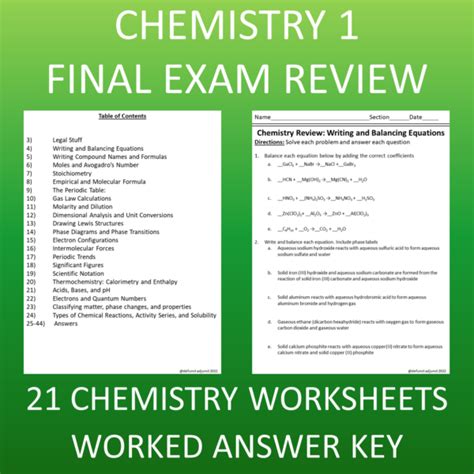 Chemistry 1 Final Exam Review 21 Single Page Worksheets On Chemistry Topics Made By Teachers