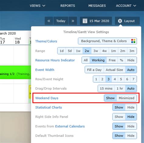 Minimize Weekend Days Or Excluded From View