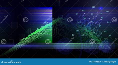 Abstract Technology Background With Polygonal Diagram Grid And Blurred Lines On Dark Analytics