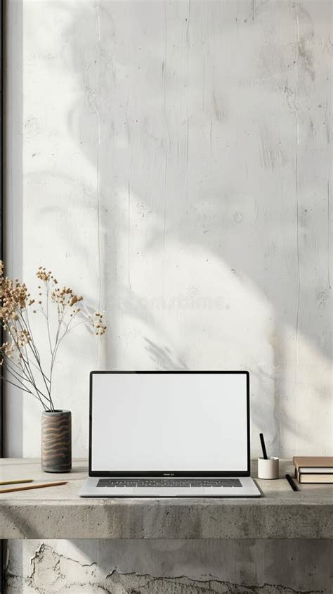 Vertical Mockup Of A Notebook On A Desktop As A Business Template Stock Illustration