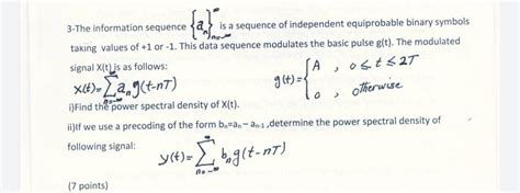 Solved 3 The Information Sequence Is A Sequence Of