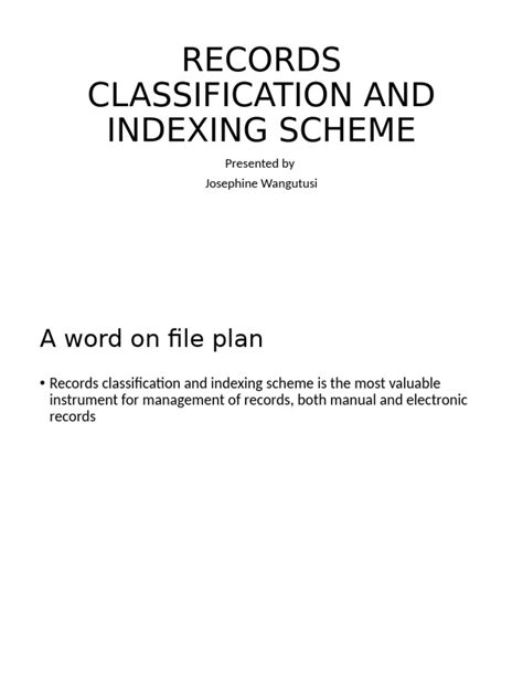 Records Classification And Indexing Scheme Pdf Business
