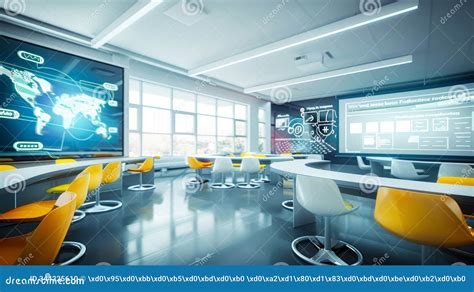 Modern Classroom Equipped With Augmented Reality And Virtual Reality Tools For Interactive