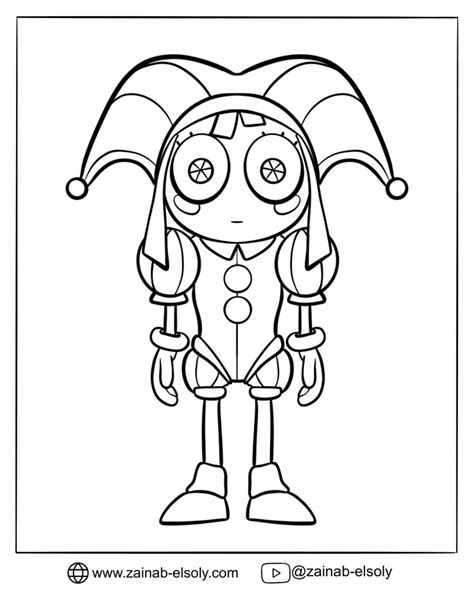 Pomni Free Coloring Page Detailed Coloring Pages Free Coloring Pages Fnaf Coloring Pages