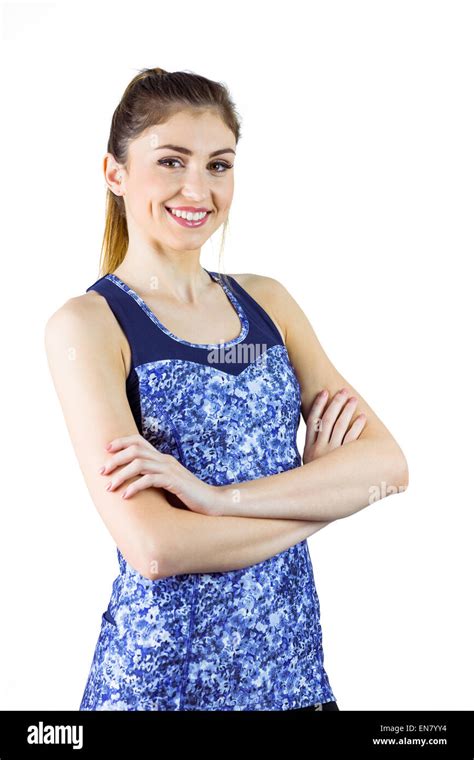 Fit Brunette Smiling At Camera Stock Photo Alamy