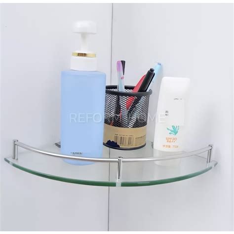 ชั้นวางของแบบแก้ว กระจกวางของ ที่วางของ ที่วางของ 3 เหลี่ยม ผลิตจากแก้วเกรดพรีเมี่ยม รับประกัน 1