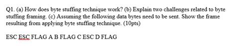 Solved Q1 A How Does Byte Stuffing Technique Work B