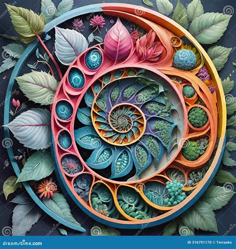 Fibonacci Sequence Circular Spiral Illustration For Adults Beautiful Design And Printable