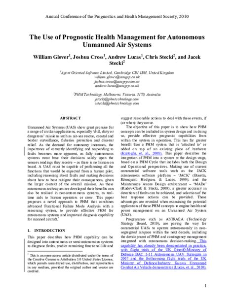 Pdf The Use Of Prognostic Health Management For Autonomous Unmanned