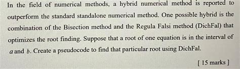 Solved In The Field Of Numerical Methods A Hybrid Numerical