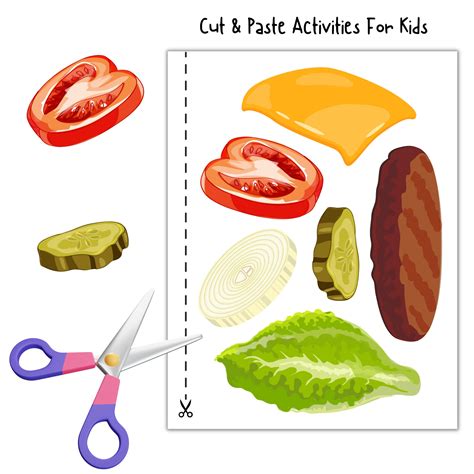 Printable Hamburger Craft Cut And Paste Build A Burger Assembly Kit