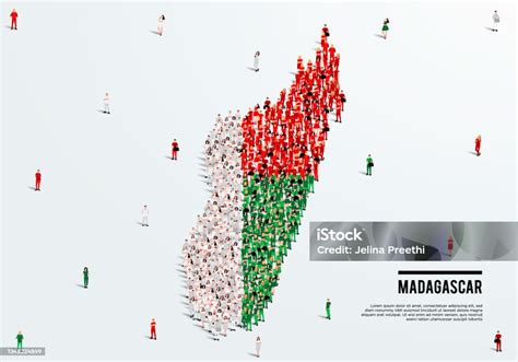 마다가스카르 지도와 깃발 지도를 만들기 위해 마다가스카르 플래그 색상 형태의 많은 사람들이 있습니다 벡터 일러스트레이션 마다가스카르에 대한 스톡 벡터 아트 및 기타 이미지