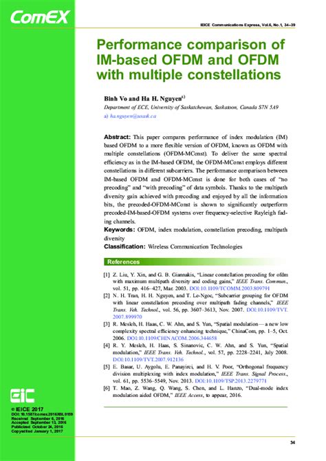 Pdf Performance Comparison Of Im Based Ofdm And Ofdm With Multiple Constellations
