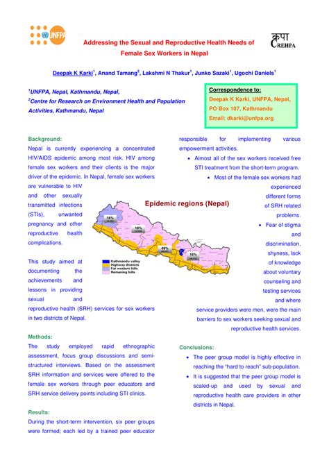 Pdf Addressing The Sexual And Reproductive Health Needs Of Female Sex