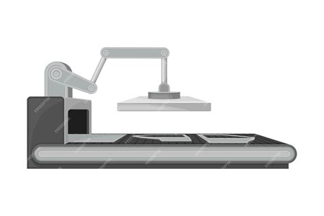 Premium Vector Robotic Arm Assembling Car Body As Auto Production Process Vector Illustration