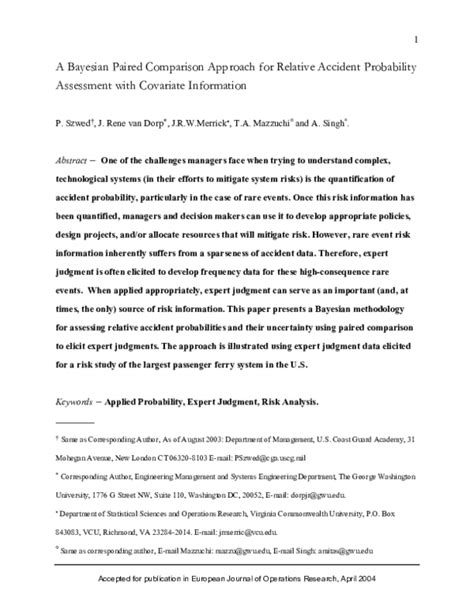 Pdf A Bayesian Paired Comparison Approach For Relative Accident