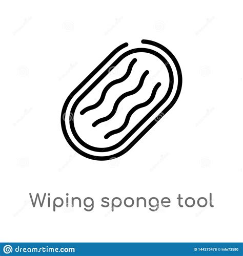 Outline Wiping Sponge Tool Vector Icon Isolated Black Simple Line