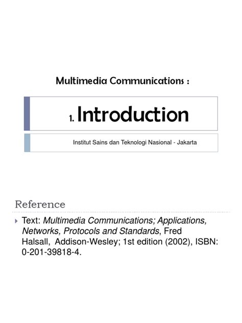 1 Multimedia Communications Introduction Pdf Network Packet