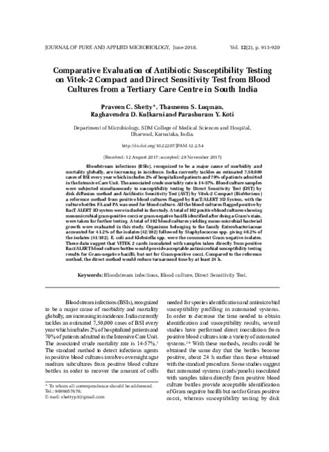 Pdf Comparative Evaluation Of Antibiotic Susceptibility Testing On