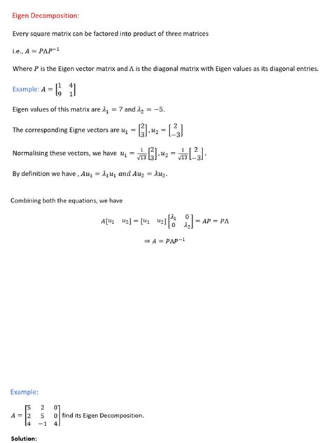 Eigen Decomposition Pdf Matrix Mathematics Eigenvalues And Eigenvectors