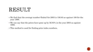 Business Statistics Basic Concepts Of Index Numbers PPTX