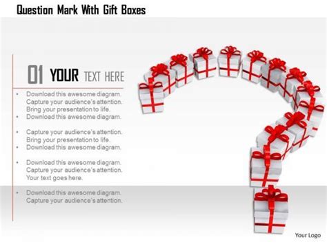 Stock Photo Question Mark With Gift Boxes Image Graphics For PowerPoint Slide