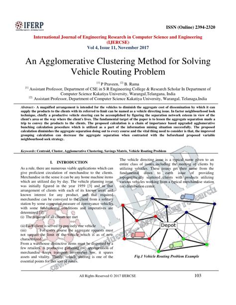 Pdf An Agglomerative Clustering Method For Solving Vehicle Routing