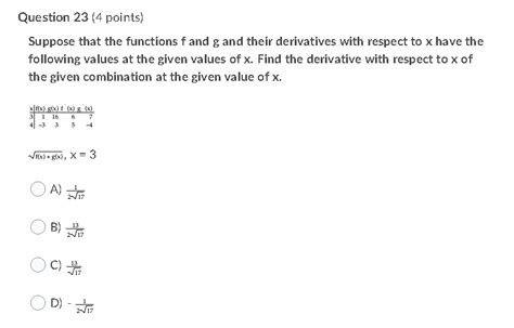 solved question 23 4 points suppose that the functions f