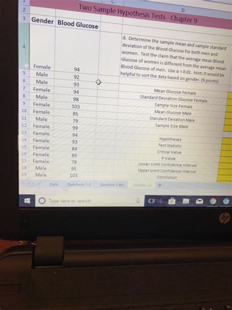 Solved D Determine The Sample Mean And Sample Standard Chegg Com