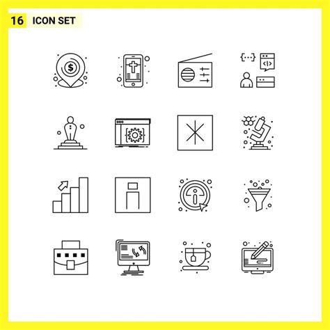 Mobile Interface Outline Set Of 16 Pictograms Of Cinema Development Cross Develop App Editable