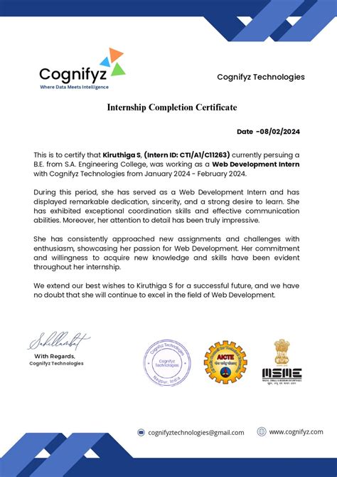 Kiruthiga S On Linkedin Thrilled To Have Successfully Completed My Web Development Internship At