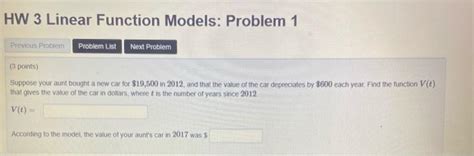 Solved Hw 3 Linear Function Models Problem 1 3 Points