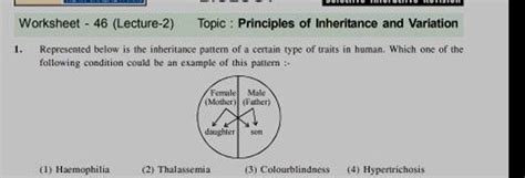 Worksheet 46 Lecture 2 Topic Principles Of Inheritance And Variatio