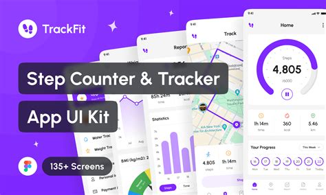 Trackfit Step Counter And Tracker App Ui Kit Figma