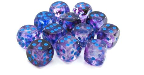 D6 Dice Set 12mm Nebula Nocturnal With Blue 36 Dice The Relentless Dragon Game Store
