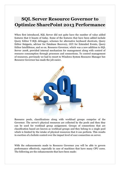 Ppt Sql Server Resource Governor To Optimize Sharepoint 2013 Performance Powerpoint
