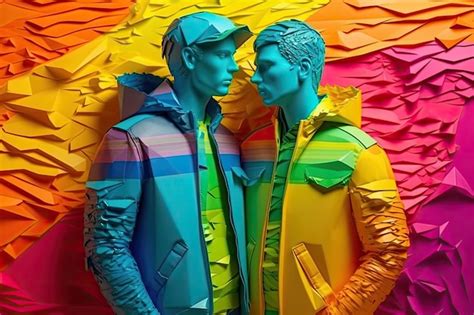 Premium Photo 3d Papercut Colorful Lgbtq Couple Illustration For