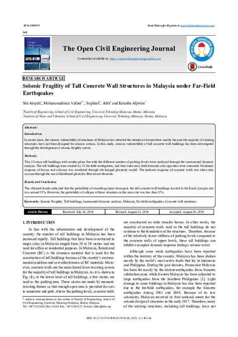 Pdf Seismic Fragility Of Tall Concrete Wall Structures In Malaysia Under Far Field Earthquakes