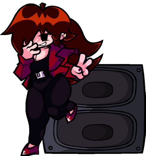 A Woman Sitting On Top Of Two Speakers With Her Thumbs Up And One Hand In The Air
