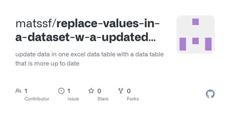 GitHub Matssf Replace Values In A Dataset W A Updated Dataset Update Data In One Excel Data