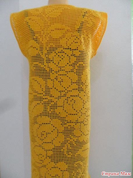 Филейное платье Желтые розы Связаные крючком платья Платья Схемы вязаных крючком платьев