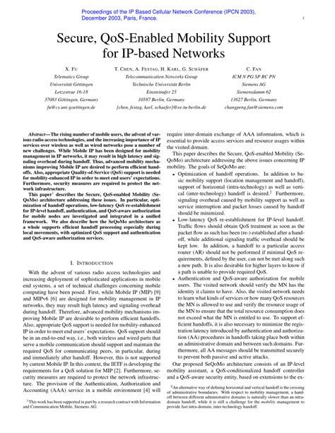 Pdf Secure Qos Enabled Mobility Support For Ip Based Networks