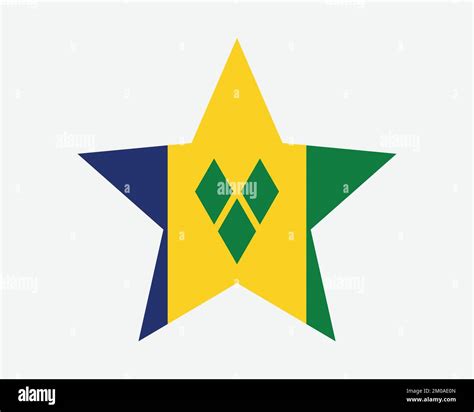 Saint Vincent And The Grenadines Star Flag Vincy Star Shape Flag Country National Banner Icon
