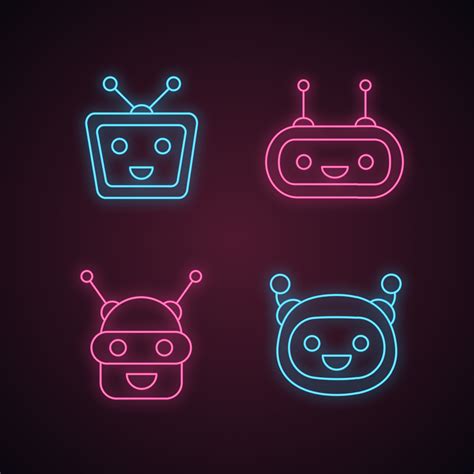 Chatbots Neon Light Icons Set 3762246 Vector Art At Vecteezy