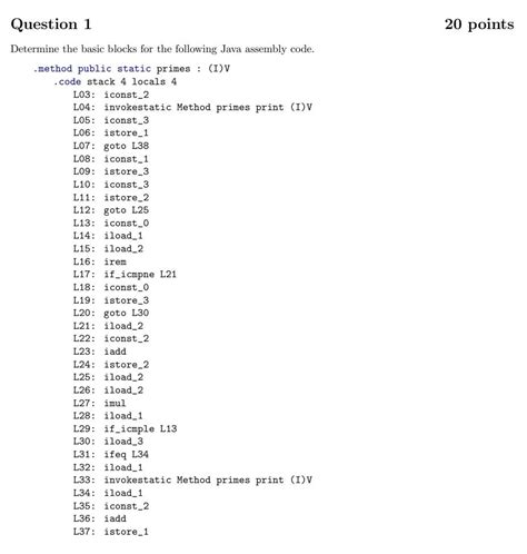 Solved Question 1 20 Points Determine The Basic Blocks For