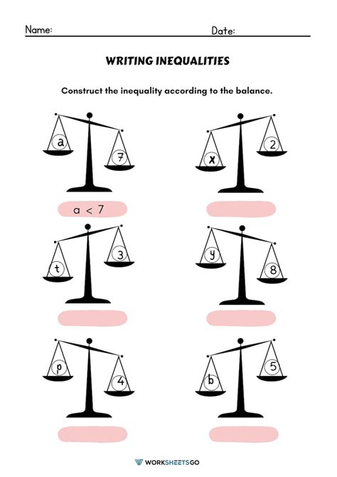 Inequalities Worksheet