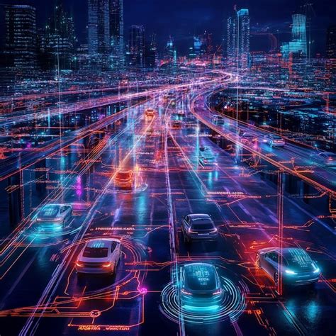 A Visual Of A Connected Vehicle Network With Communication Between Cars And Infrastructure
